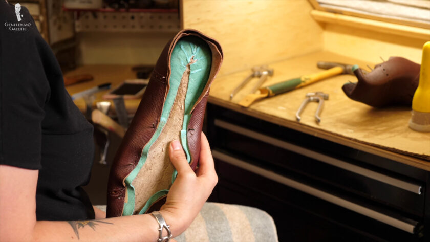 Putting Handmade Bespoke Shoe Uppers Onto Their Lasts | Gentleman's Gazette
